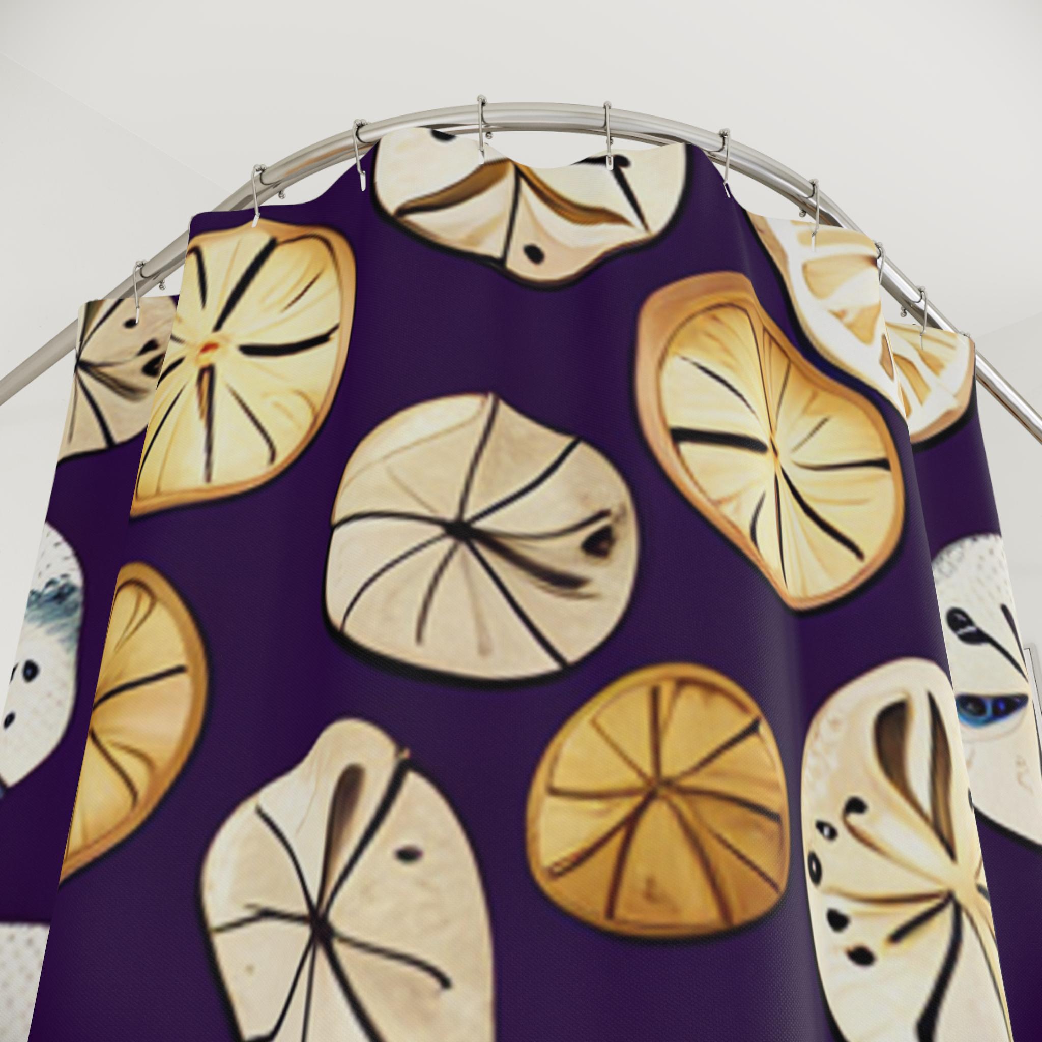 SAND DOLLAR Pattern on Blue Background, Bathroom Decor, 71" X 74 ...