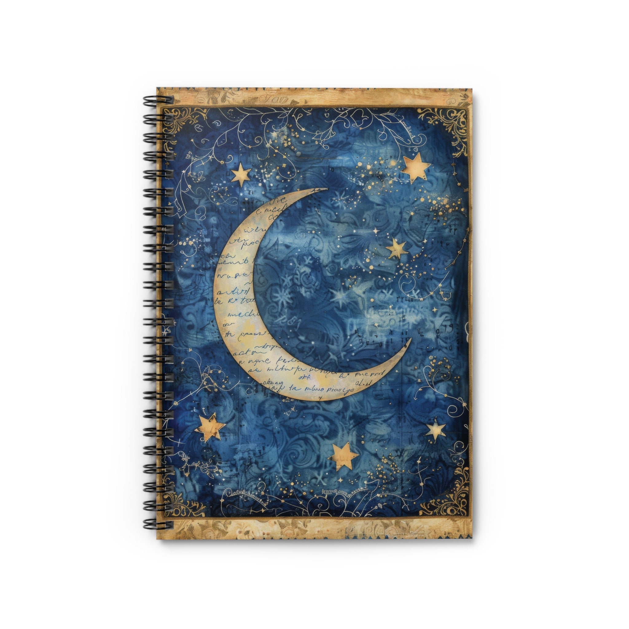 Vintage Celestial Moon and Stars 6 X 8 Spiral Notebook 118 Ruled Line ...