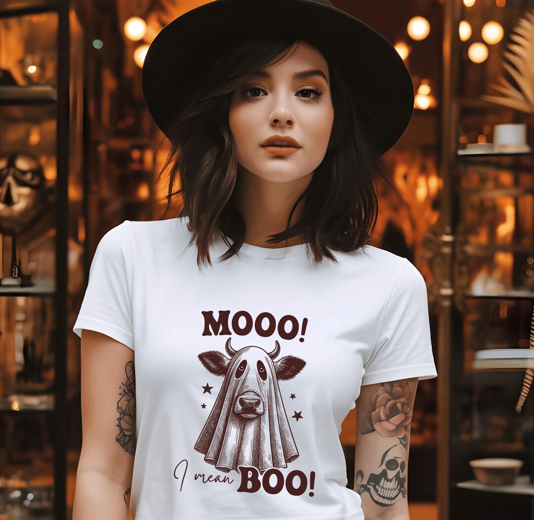 Cute Halloween Ghost Cow Moo Boo Unisex Jersey Short Sleeve Tee ...
