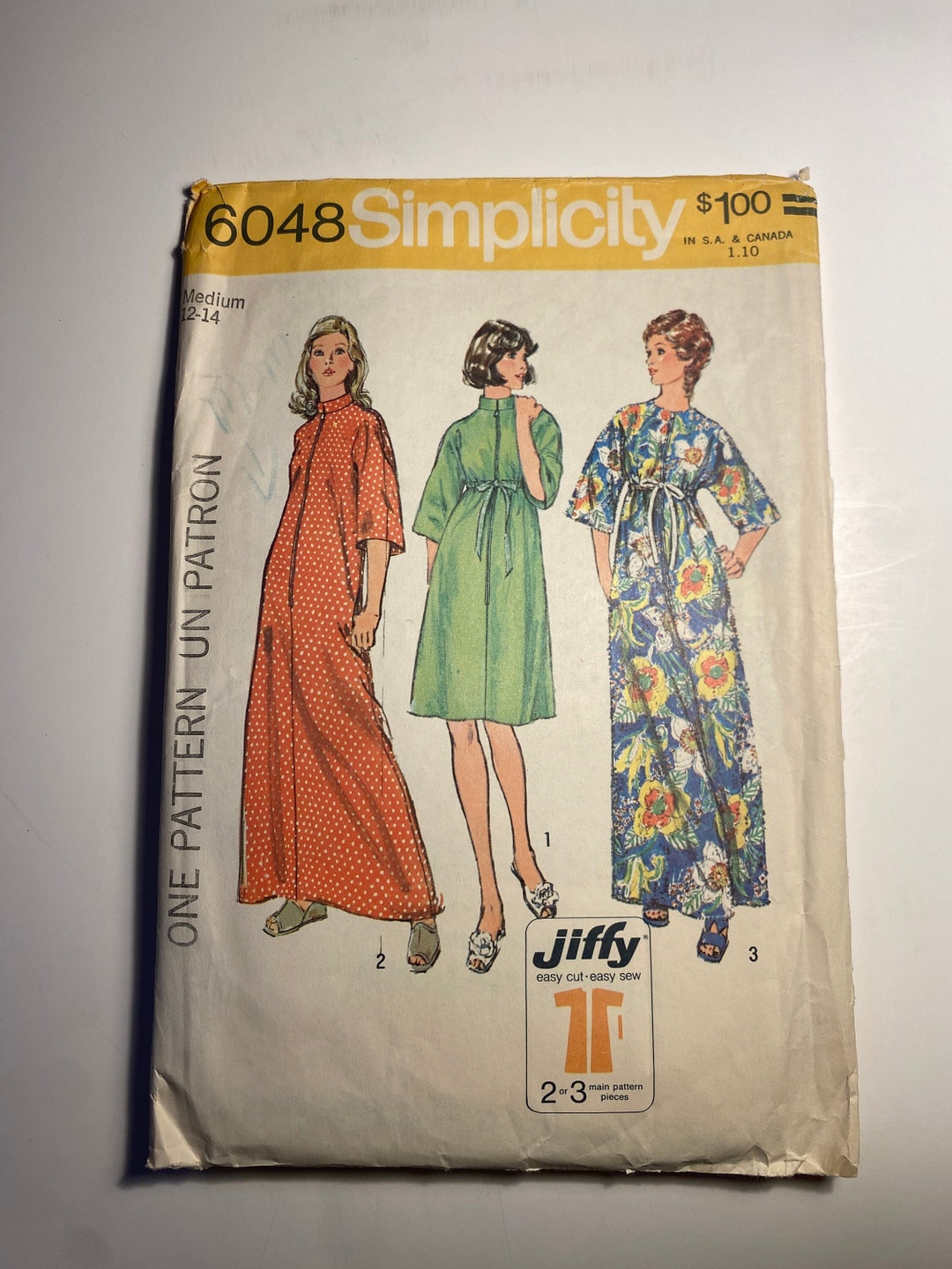 Simplicity 6048 70s Maxi Dress Vintage Sewing Pattern (1973) Mock Neck ...