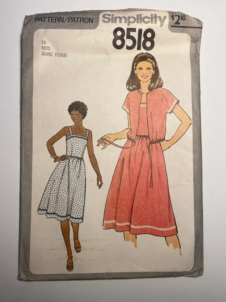 Simplicity 8518 1970s Sundress With Short Sleeve Jacket Vintage Sewing ...