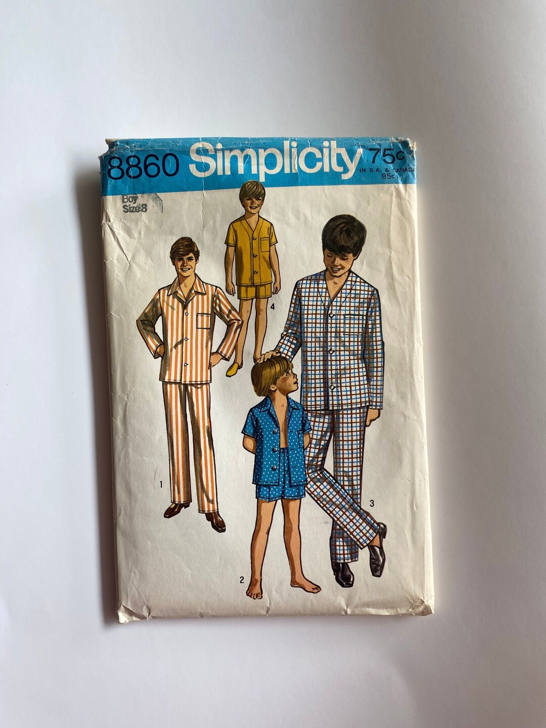 70s Simplicity 8860 Boys' Pajamas in Two Lengths - Size 8 (1970) - Etsy