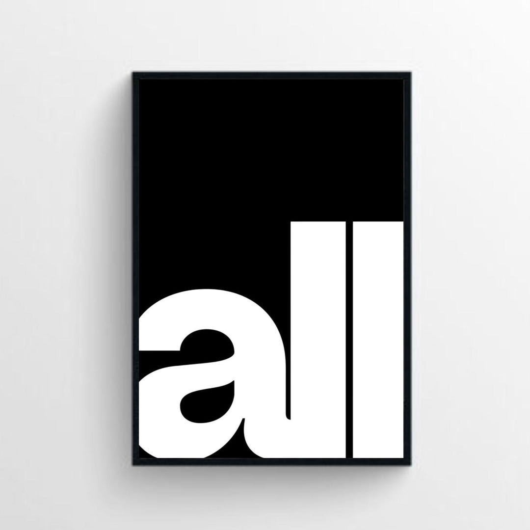 Black and White Typography Art Print | Big Poster for Office Decor ...