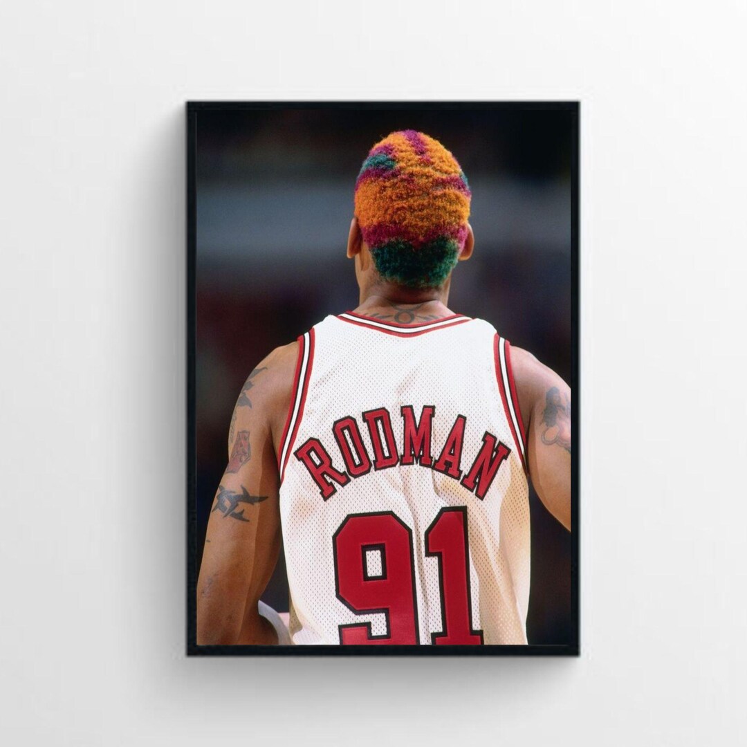 Dennis Rodman Art Print, Retro Basketball Wall Decor, Colorful Sports ...