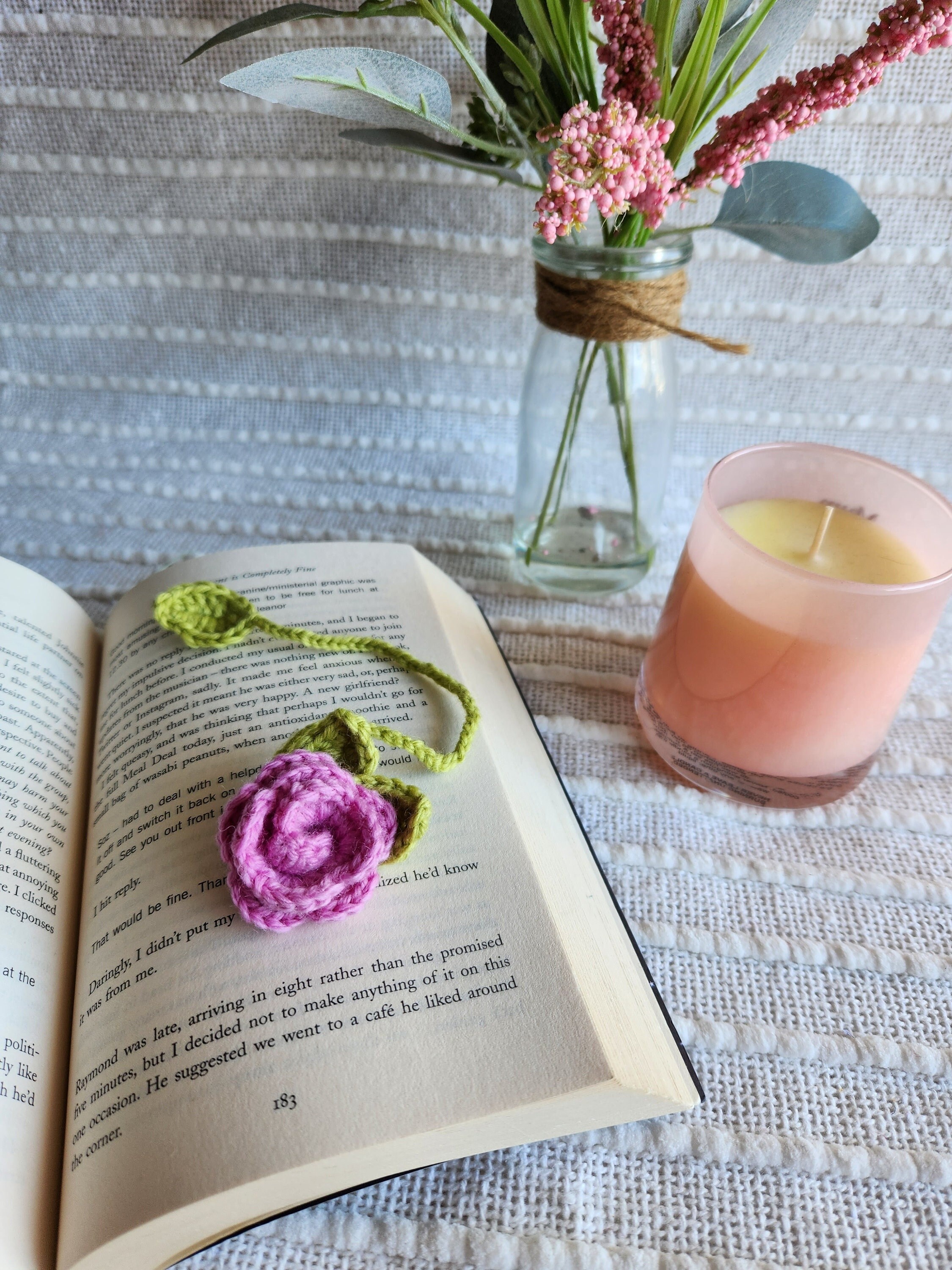 Crochet Rose Bookmark - Etsy Australia