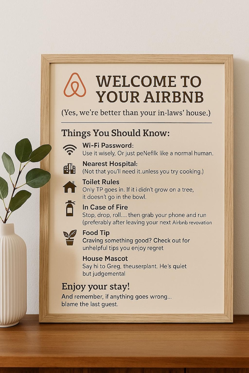 Airbnb Welcome Sign Printable | Funny Vacation Rental House Rules ...