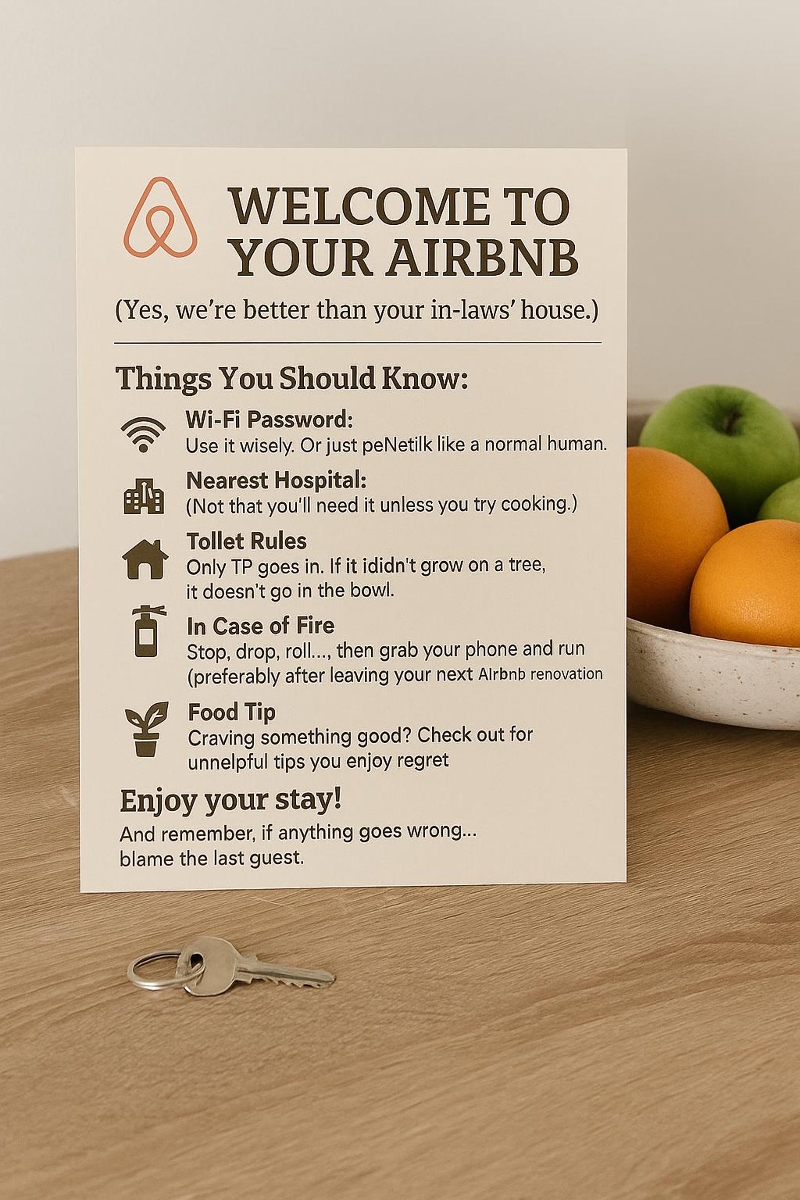 Airbnb Welcome Sign Printable | Funny Vacation Rental House Rules ...