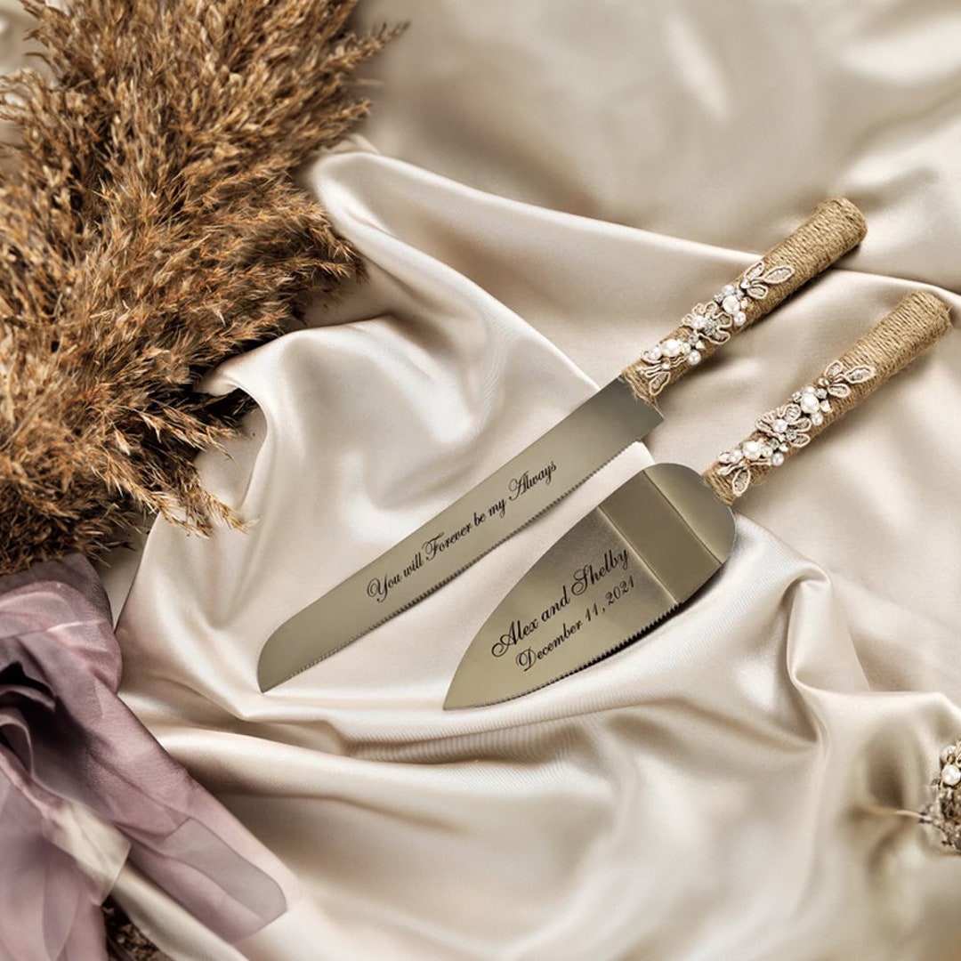 Personalized Wedding Toating Flute Cake Cutting Set Wedding - Etsy