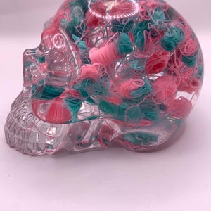 Pink and Cyan Colored Squiggly Skull | PLA Infused Resin Skull, One of ...