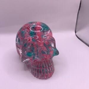 Pink and Cyan Colored Squiggly Skull | PLA Infused Resin Skull, One of ...