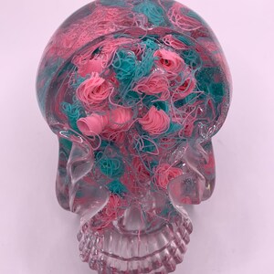 Pink and Cyan Colored Squiggly Skull | PLA Infused Resin Skull, One of ...