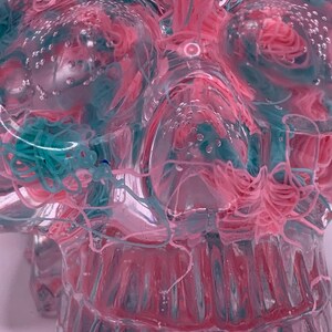 Pink and Cyan Colored Squiggly Skull | PLA Infused Resin Skull, One of ...
