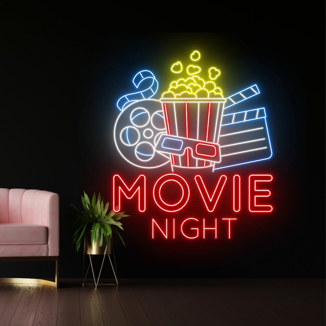 Movie Night Neon Sign Movie Night Led Light Movie Night - Etsy
