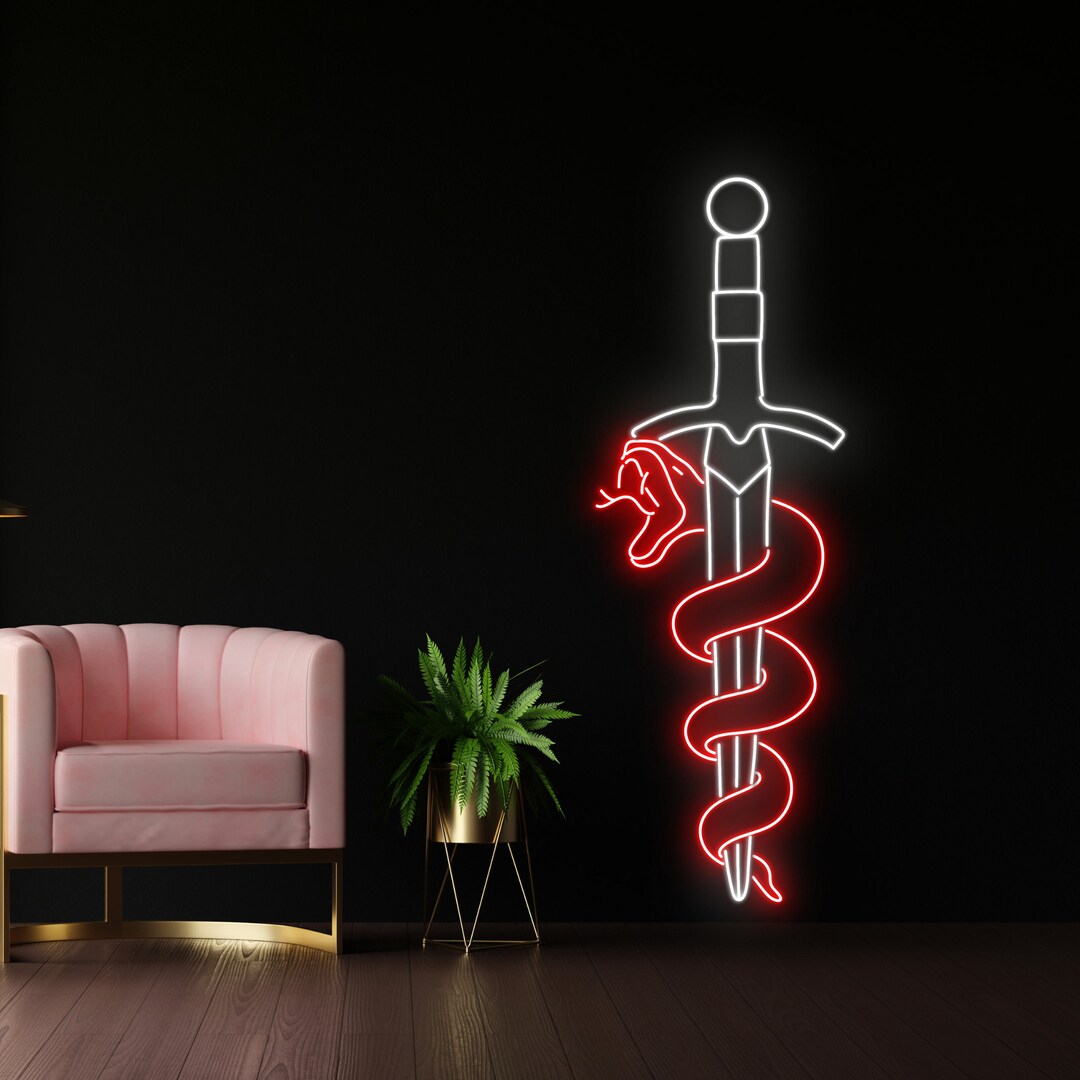 Snake Sword Neon Sign Snake Led Sign Snake Sword Neon Light - Etsy