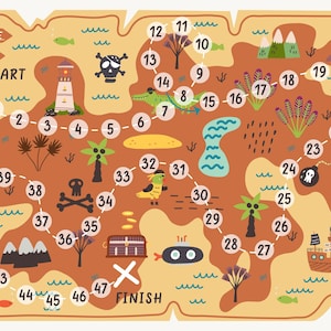 Treasure Hunt Map Printable Board Game | Pirate Theme Game for Kids ...