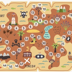 Treasure Hunt Map Printable Board Game | Pirate Theme Game for Kids ...