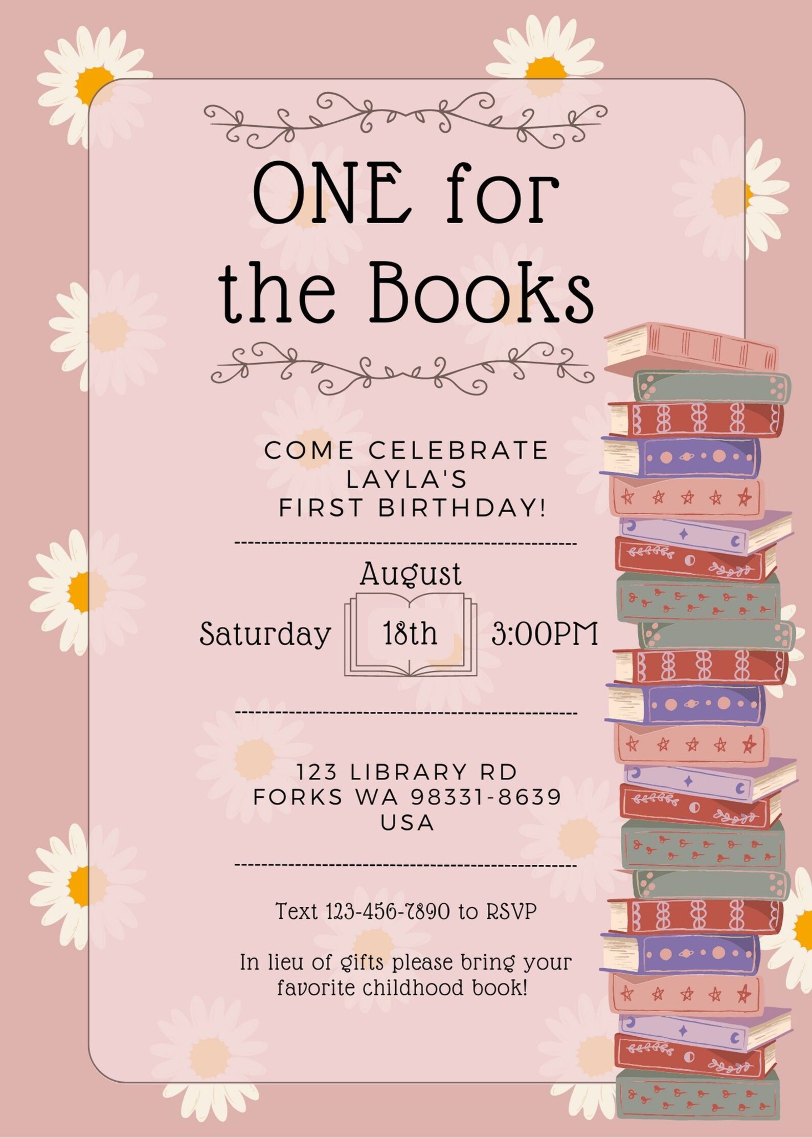 ONE for the Books First Birthday Invitation - Etsy