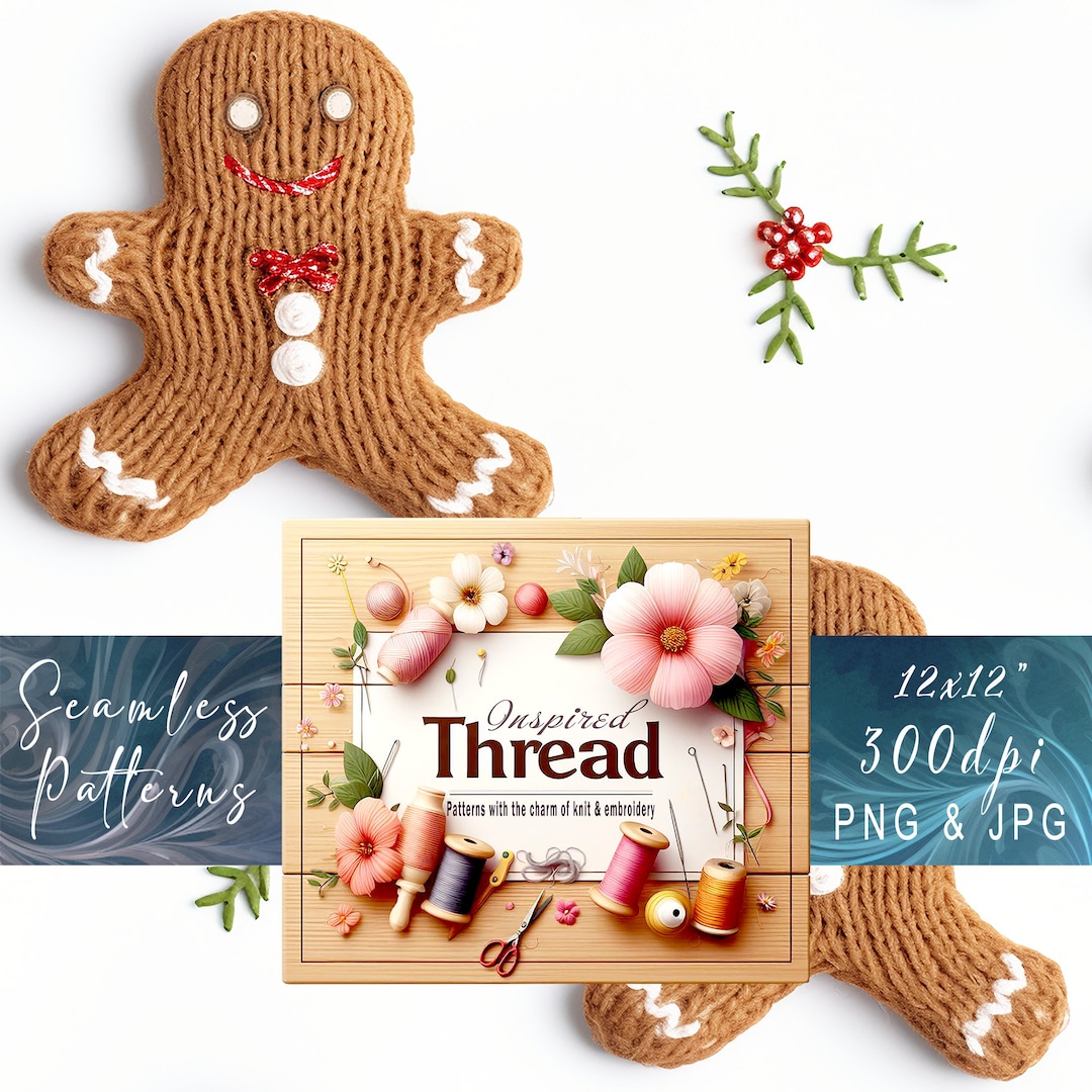 Knit Gingerbread Man Seamless Pattern, Christmas Repeat Pattern ...