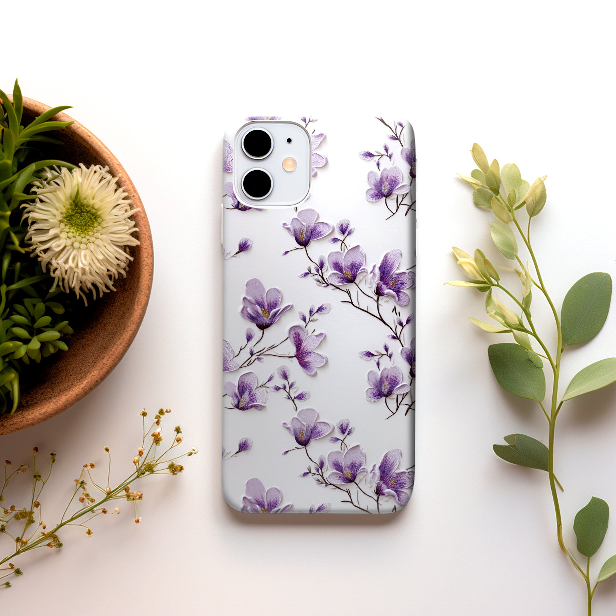 Light Purple Magnolia Embroidery Seamless Digital Pattern, Instant ...