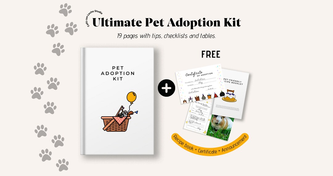 Pet Adoption Kit|pet-friendly Booklet|pet-proofing the Home|certificate ...