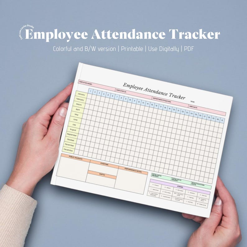Yearly Employee Attendance Tracker | Printable PDF Template ...