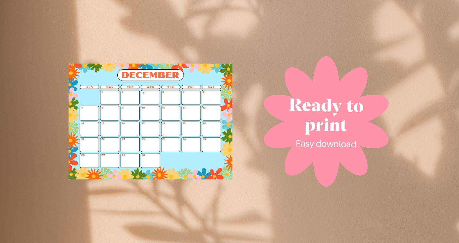 2025 Calendar Printable | Printable Calendar | Groovy Calendar | Retro ...