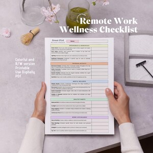Remote Work Wellness Checklist – Printable Template for Ergonomics ...