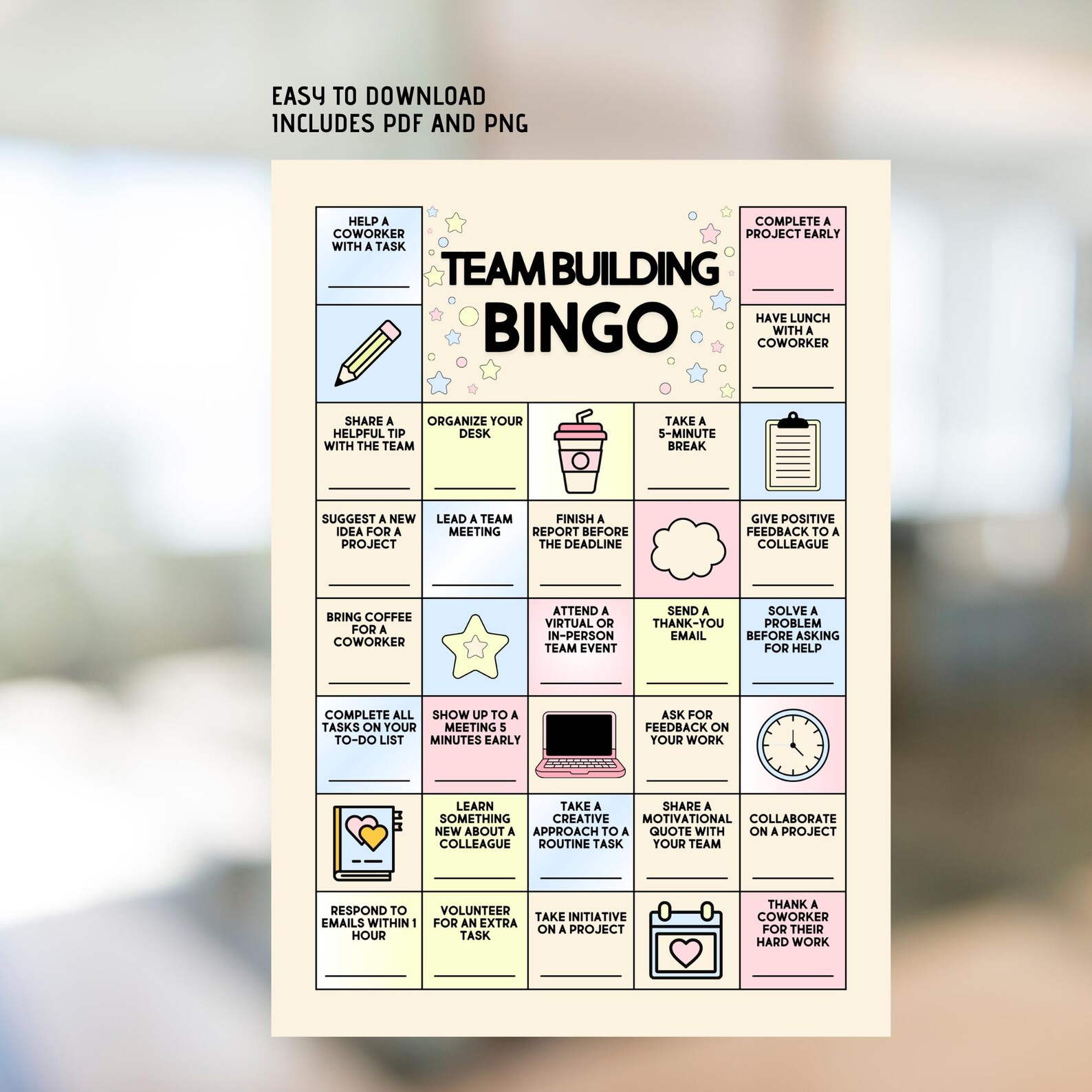 Office Bingo for Team Building | HR Game | Fun Workplace Challenges ...