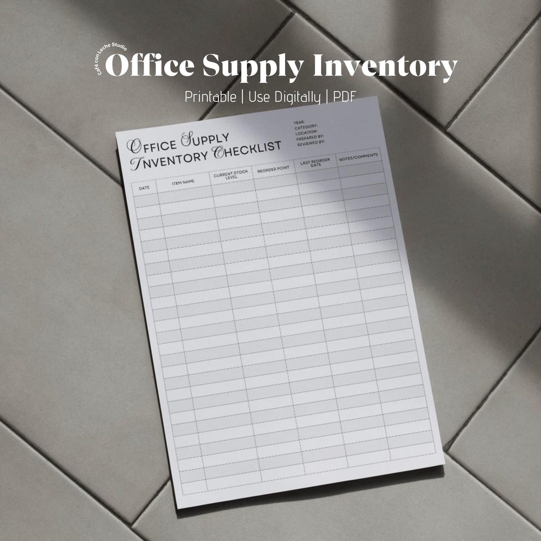Office Supply Inventory Checklist | PDF and Printable | Track and ...