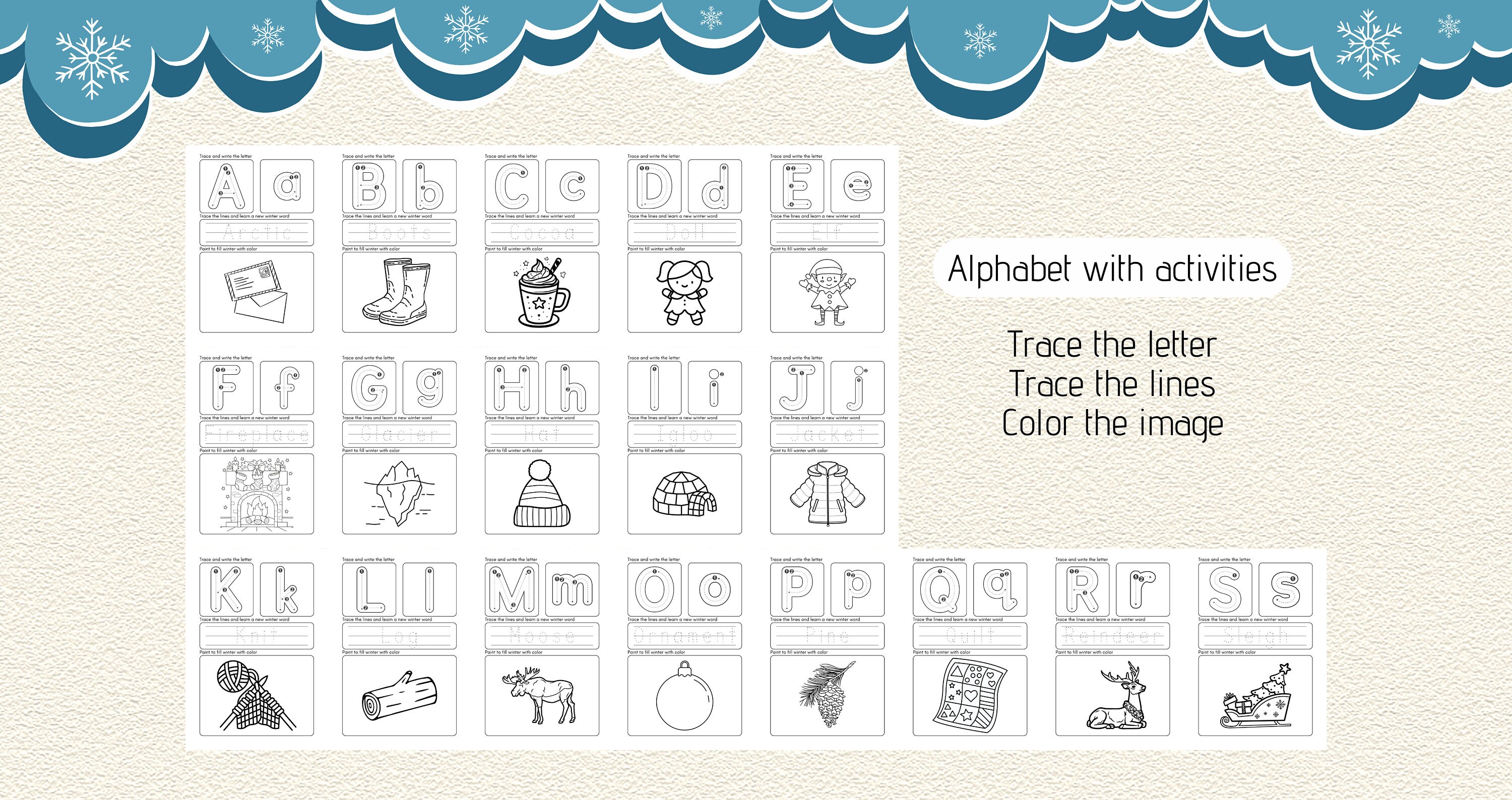 Winter Worksheet Activity Bundle Maze Activity Alphabet - Etsy
