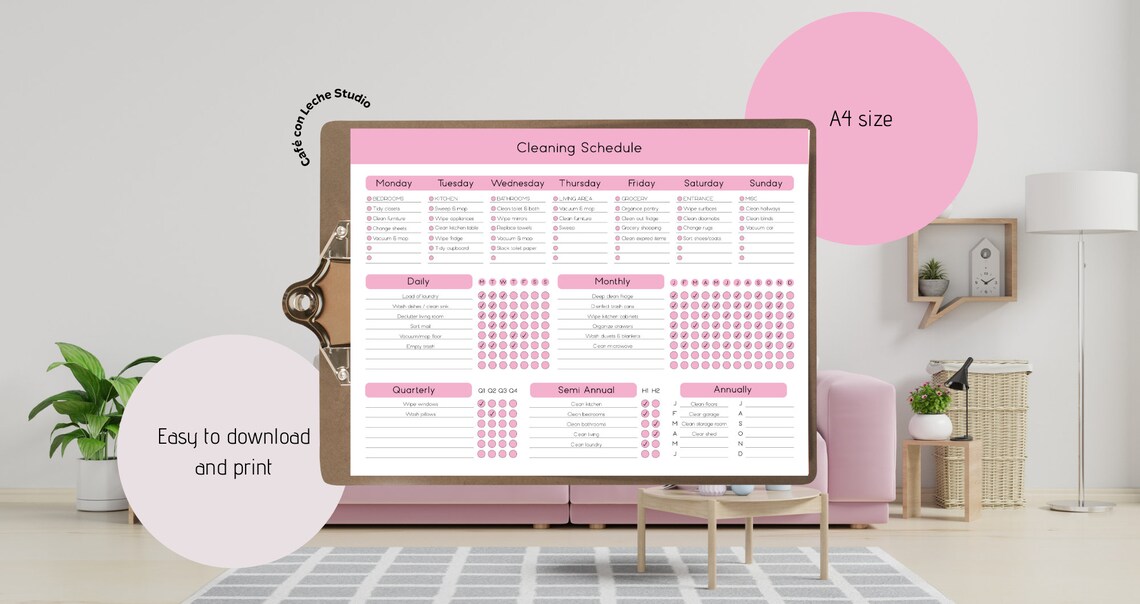 Cleaning Planner Printable Cleaning Schedule House Chores Organization ...