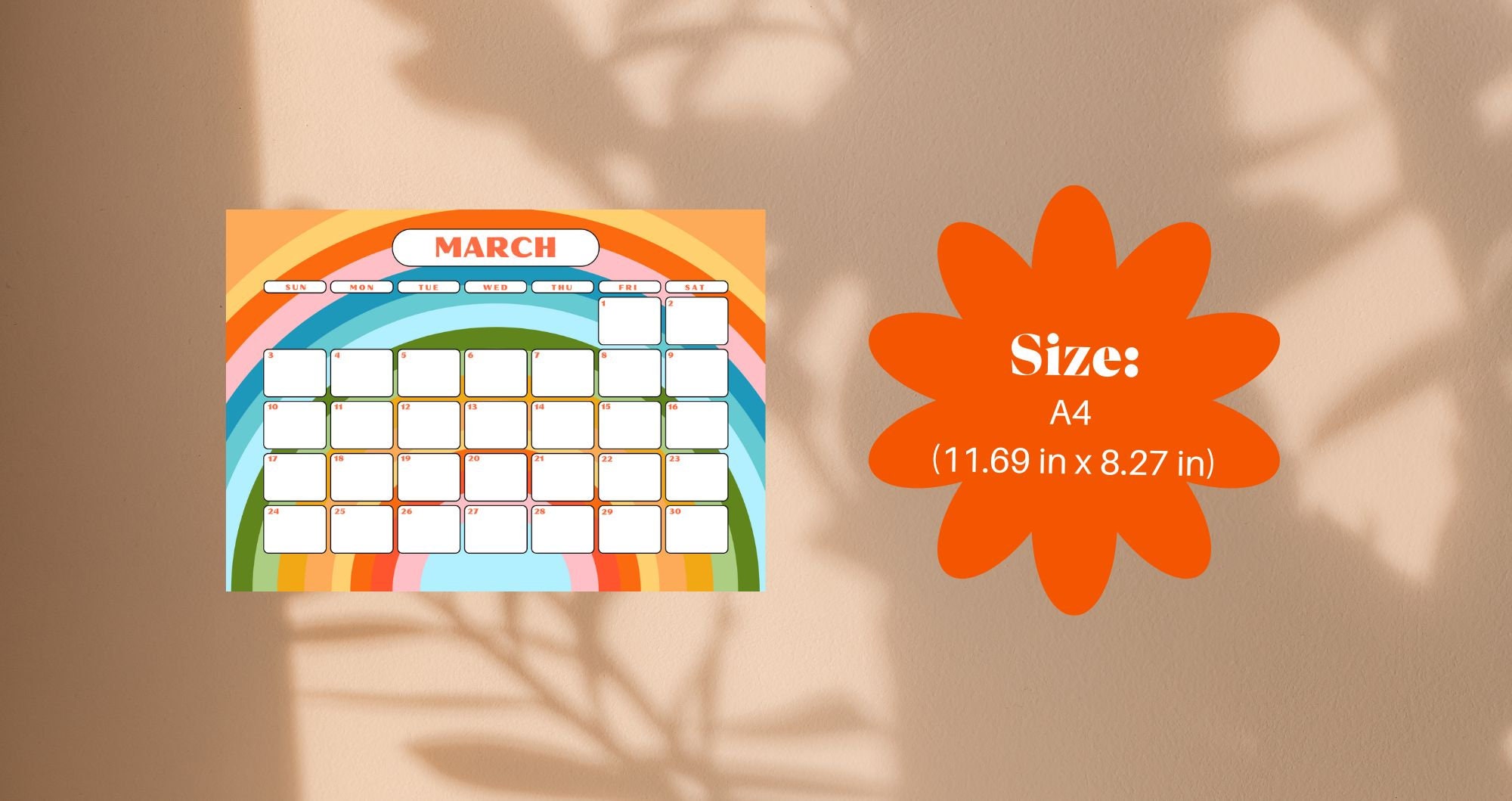 2024 Calendar Printable Printable Calendar Groovy Calendar Etsy Denmark