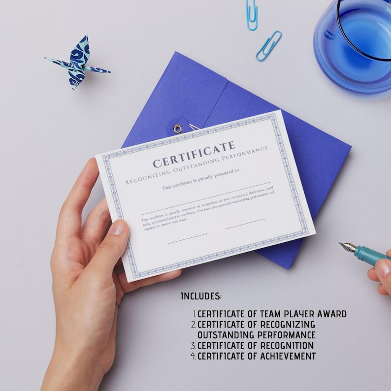 Work Certificate Bundle | Editable Team Player, Outstanding Performance ...