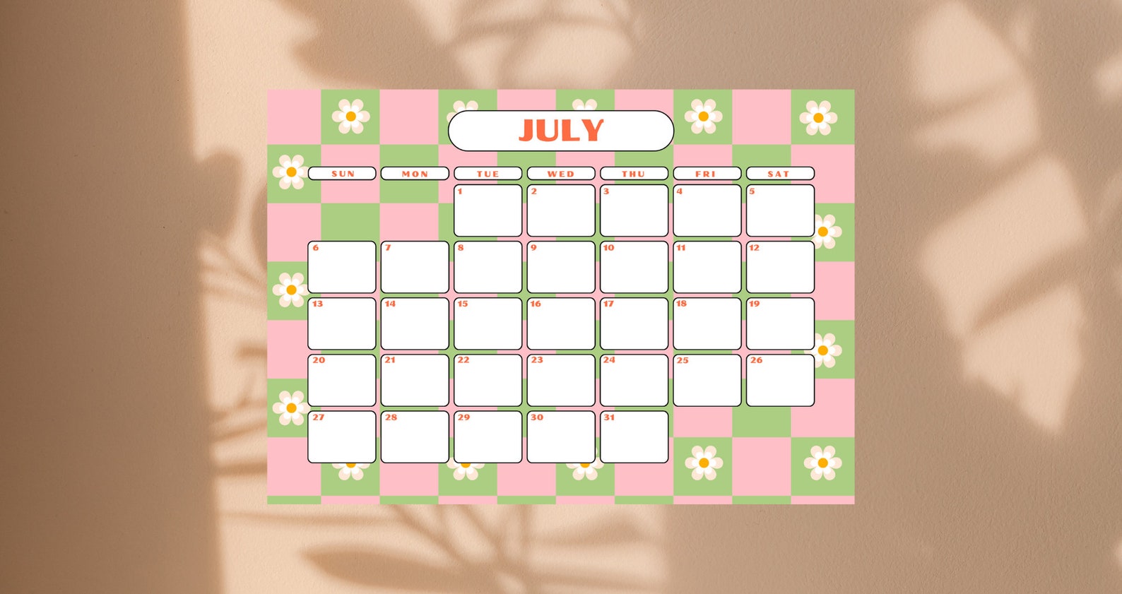 2025 Calendar Printable | Printable Calendar | Groovy Calendar | Retro ...