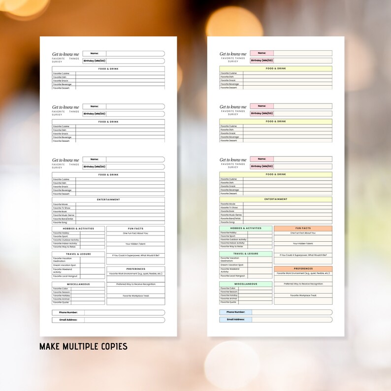 Editable All About Me Survey for New Coworkers Fun Employee Favorite ...