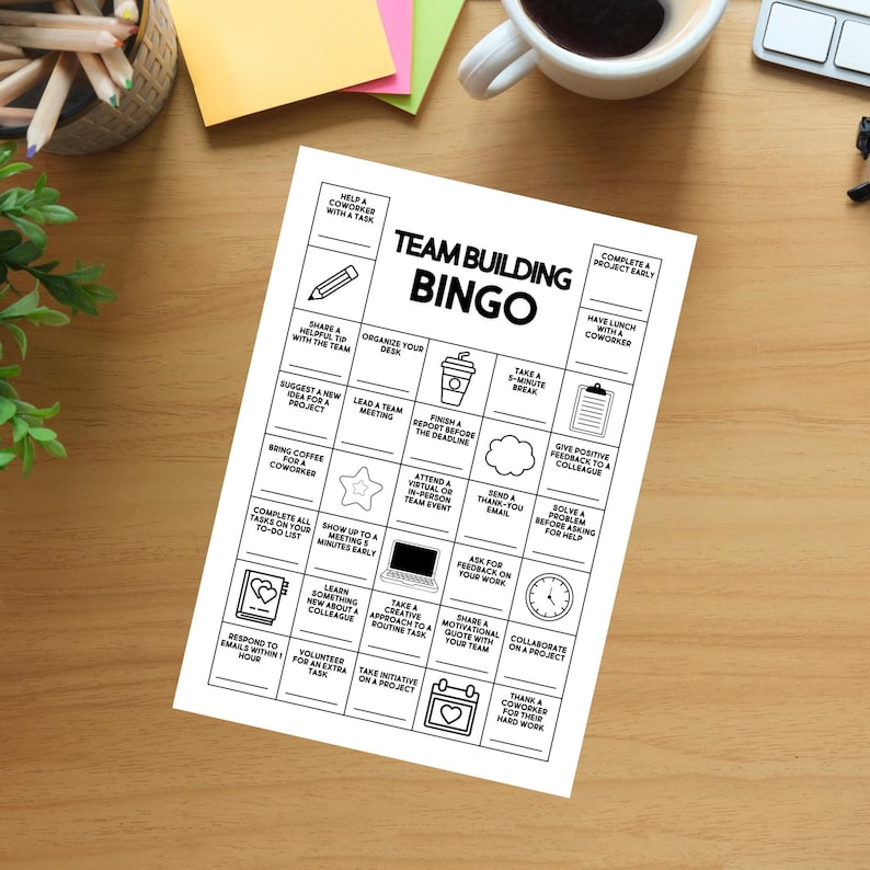 Office Bingo for Team Building | HR Game | Fun Workplace Challenges ...