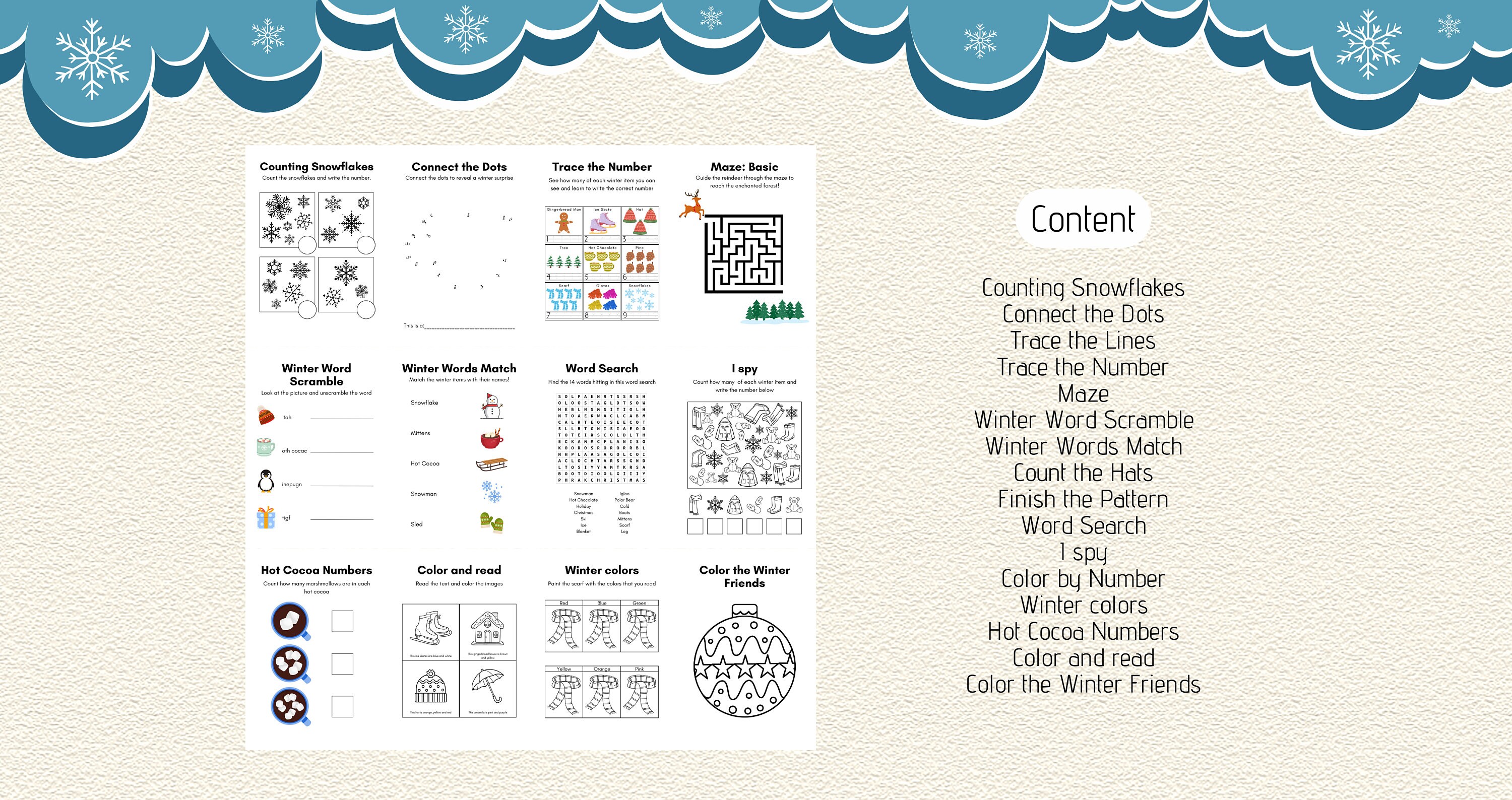 Winter Worksheet Activity Bundle Maze Activity Alphabet - Etsy