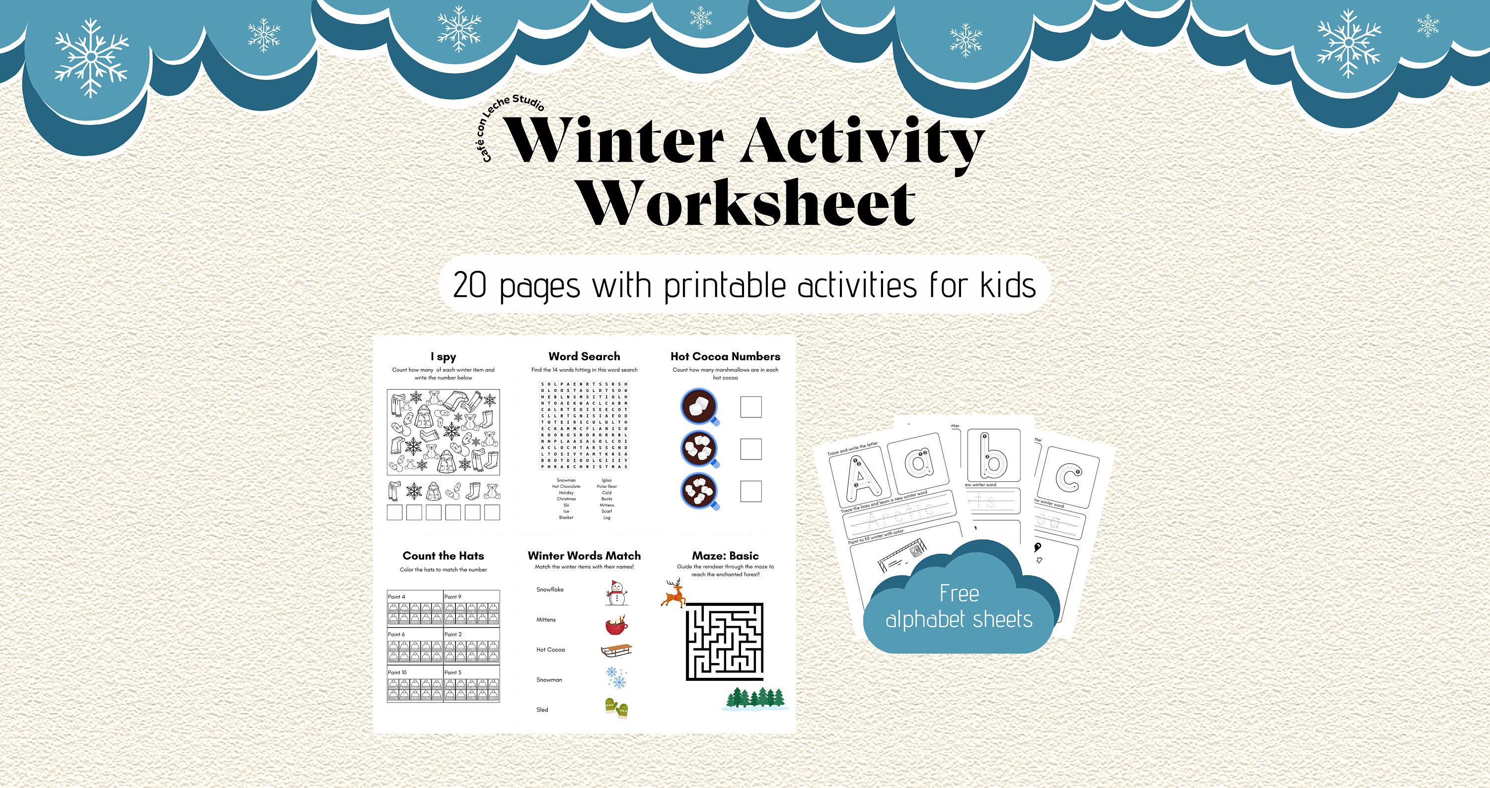 Winter Worksheet Activity Bundle Maze Activity Alphabet - Etsy