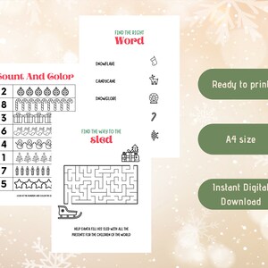 Christmas Worksheet Coloring Pages Holiday Themed - Etsy