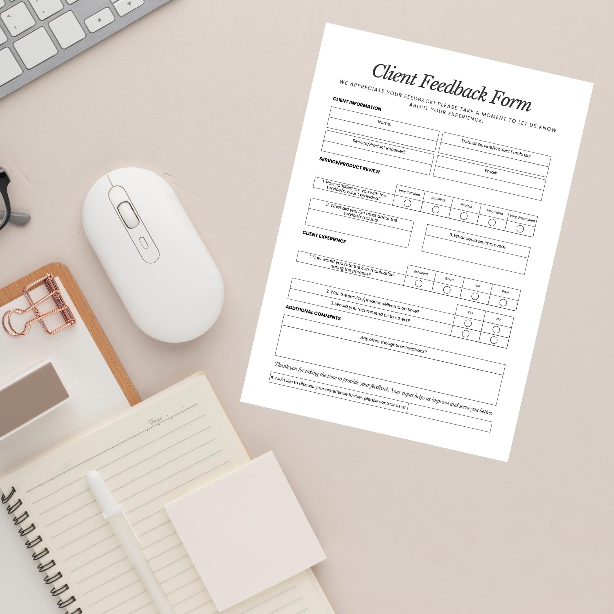 Client Feedback Form | Editable PDF | Customer Feedback for Services ...