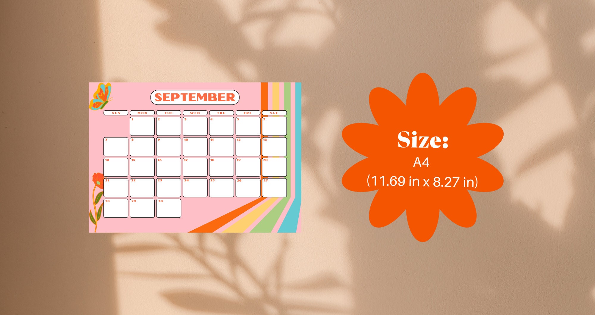 2025 Calendar Printable | Printable Calendar | Groovy Calendar | Retro ...