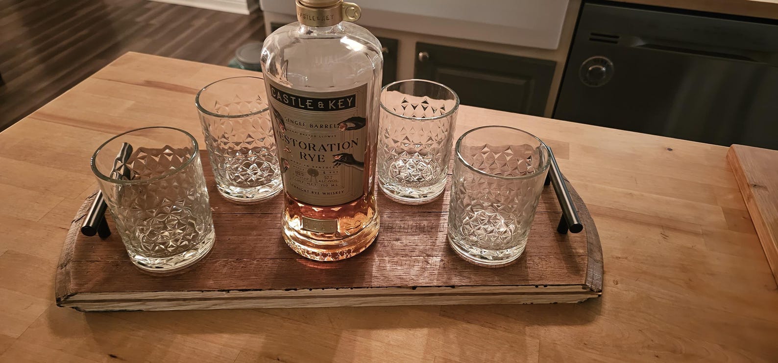 Bourbon Barrel Top Serving Tray - Etsy