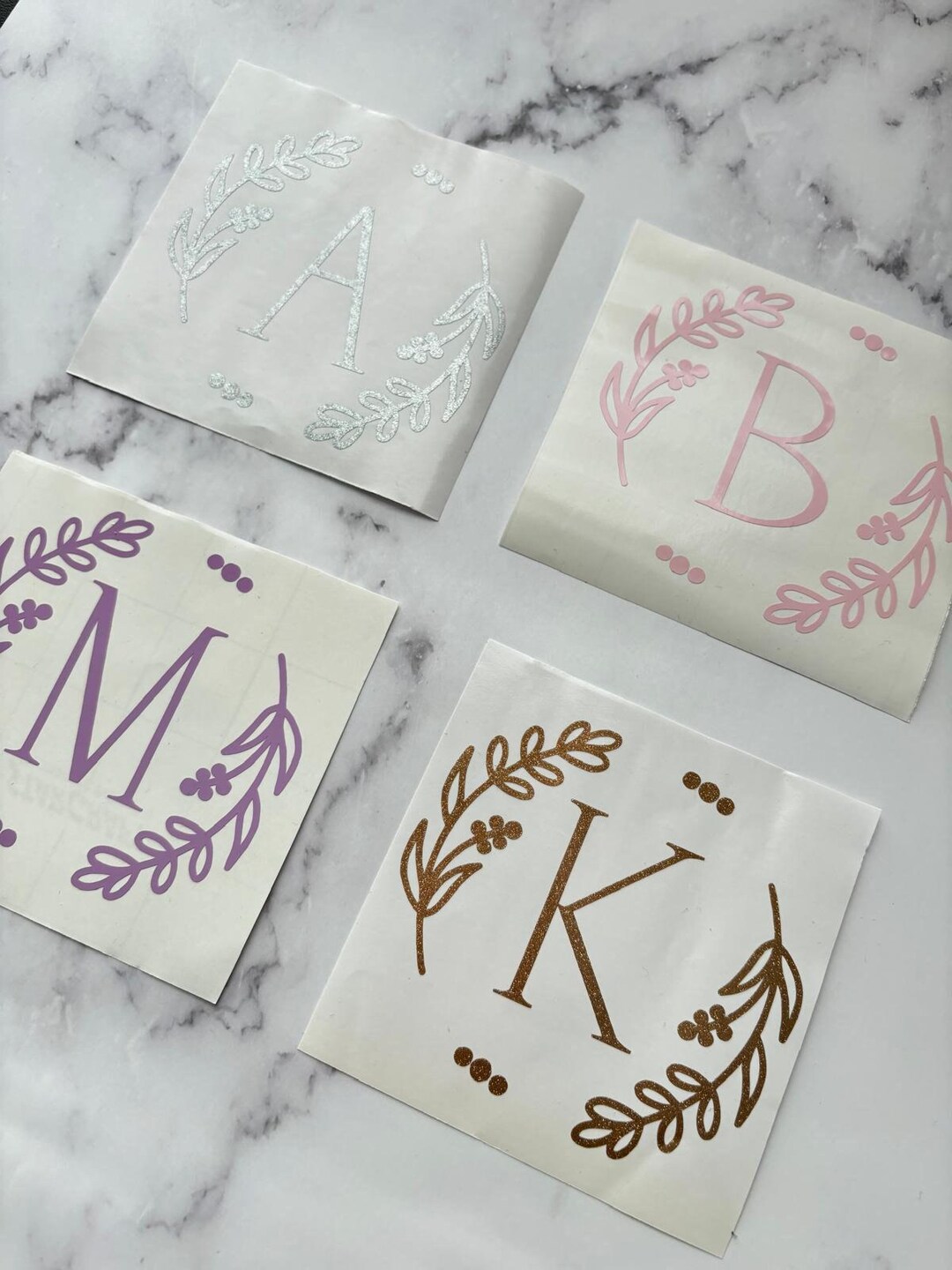 Custom Initial Sticker for Stanley Cup | Floral Glitter Monogram Decal ...