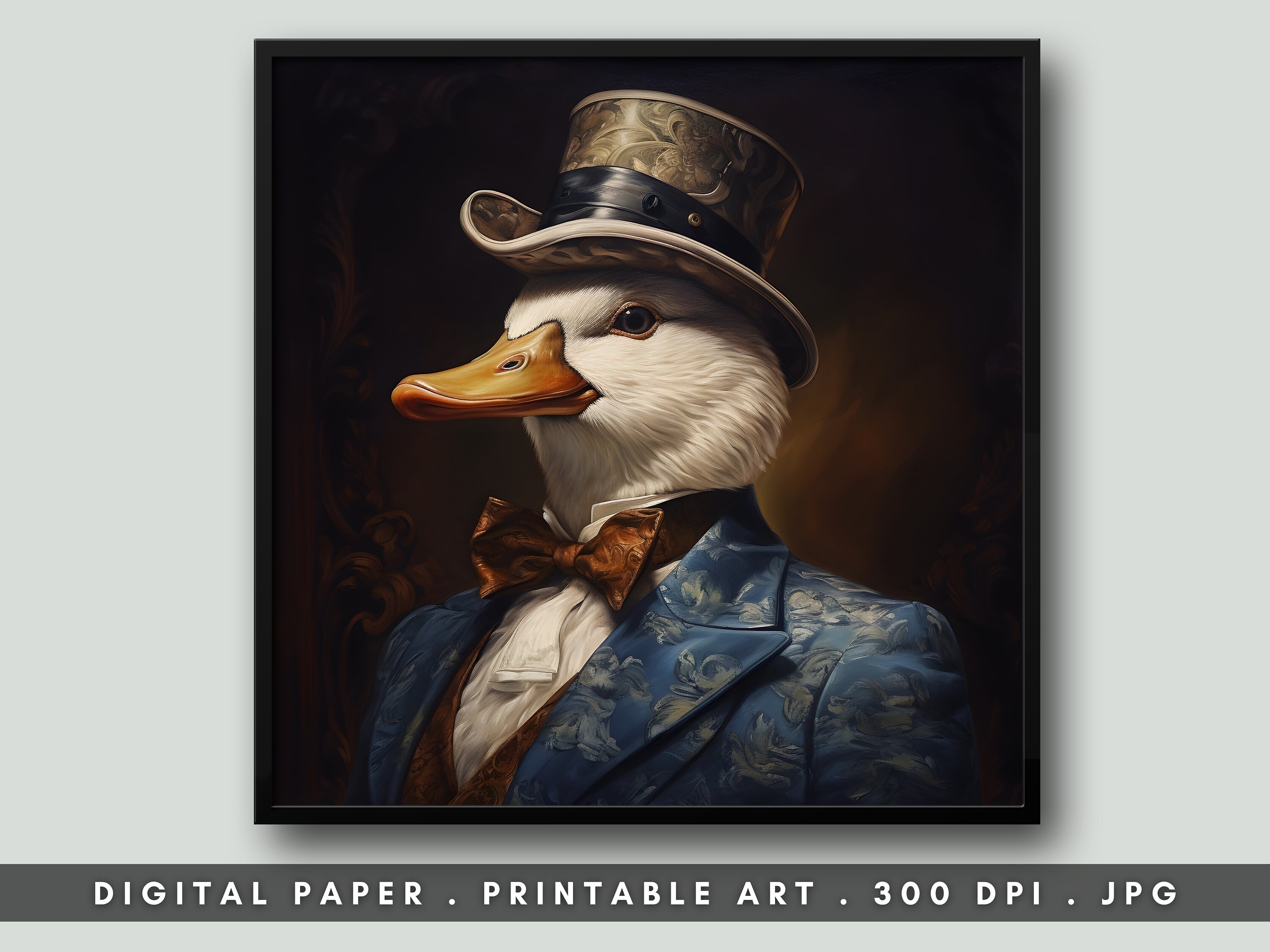 Dapper Duck Wall Art, Printable Aristocratic White Duck Art Print ...