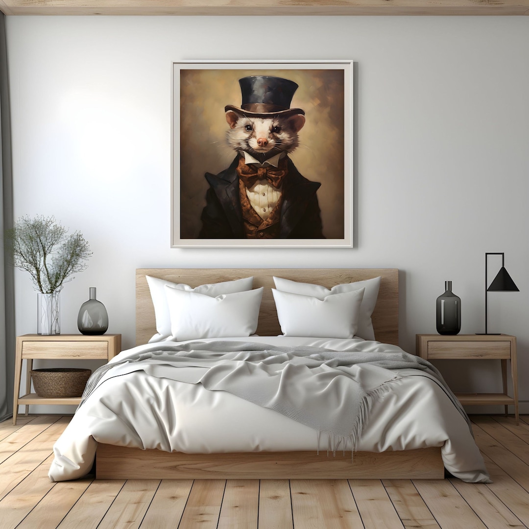 Ferret Wall Art, Printable Dapper Ferret Art Print, Funny Ferret ...