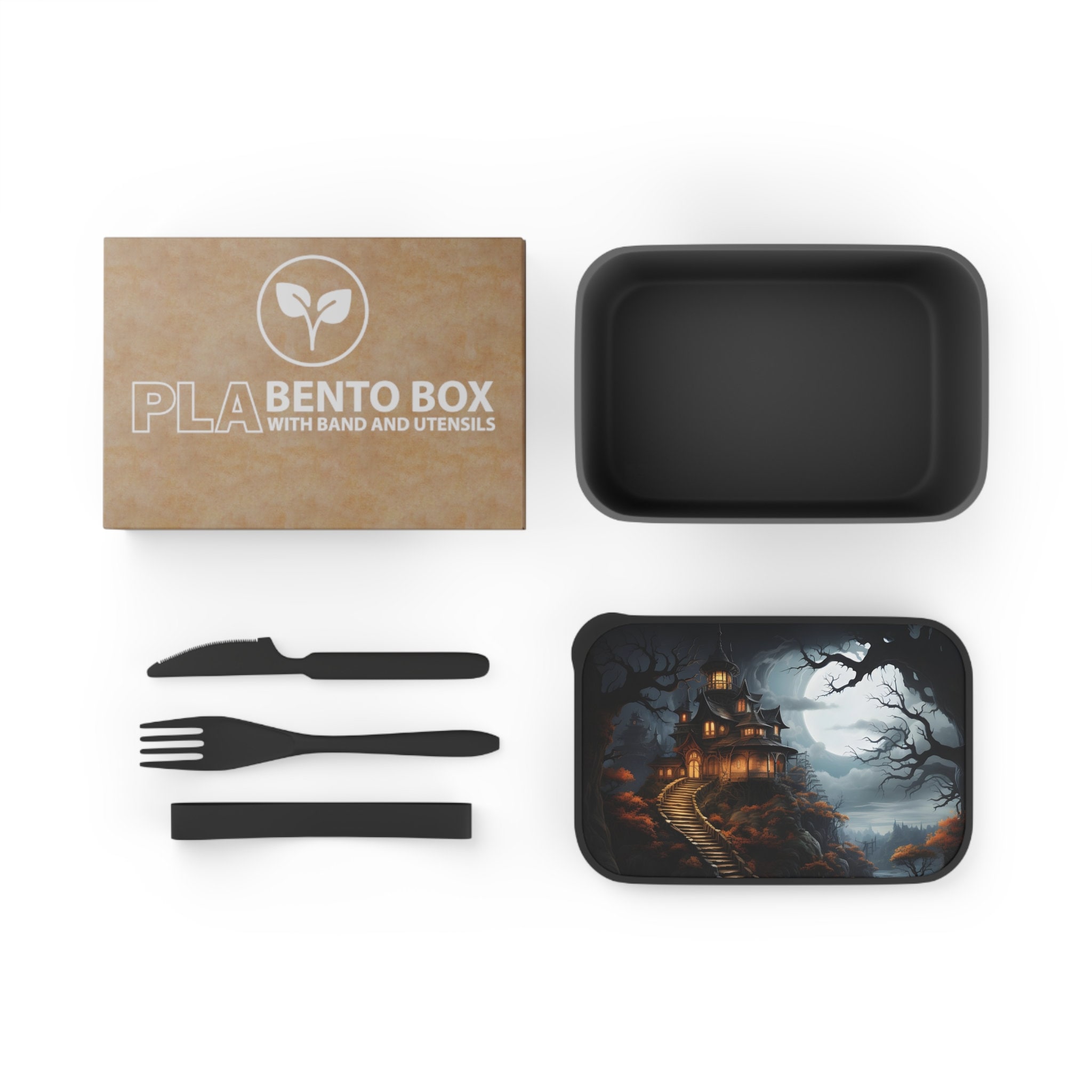 Halloween Bento Box - Haunted House PLA Bento Lunch Box with Band and ...