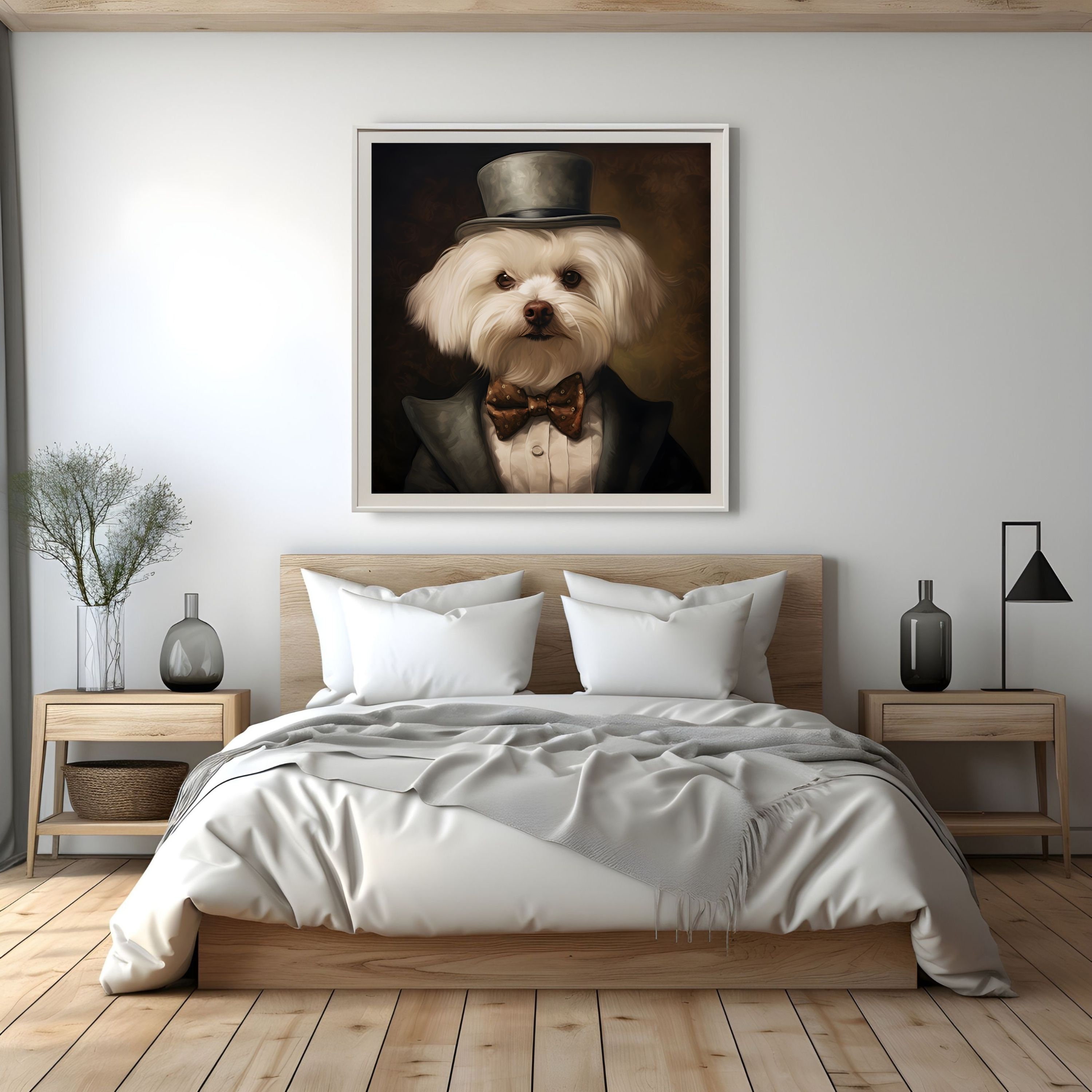 Maltese Art, Printable Maltese Wall Art Print, Dapper Maltese Art ...