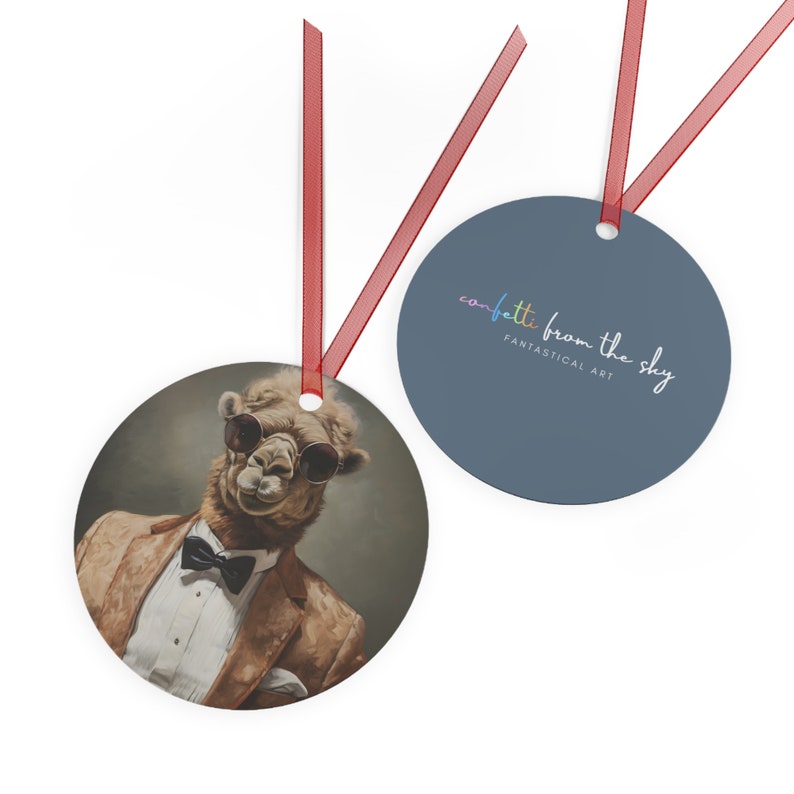 Camel Ornament, Camel Gifts, Funny Camel Art Ornament, Round Aluminum ...