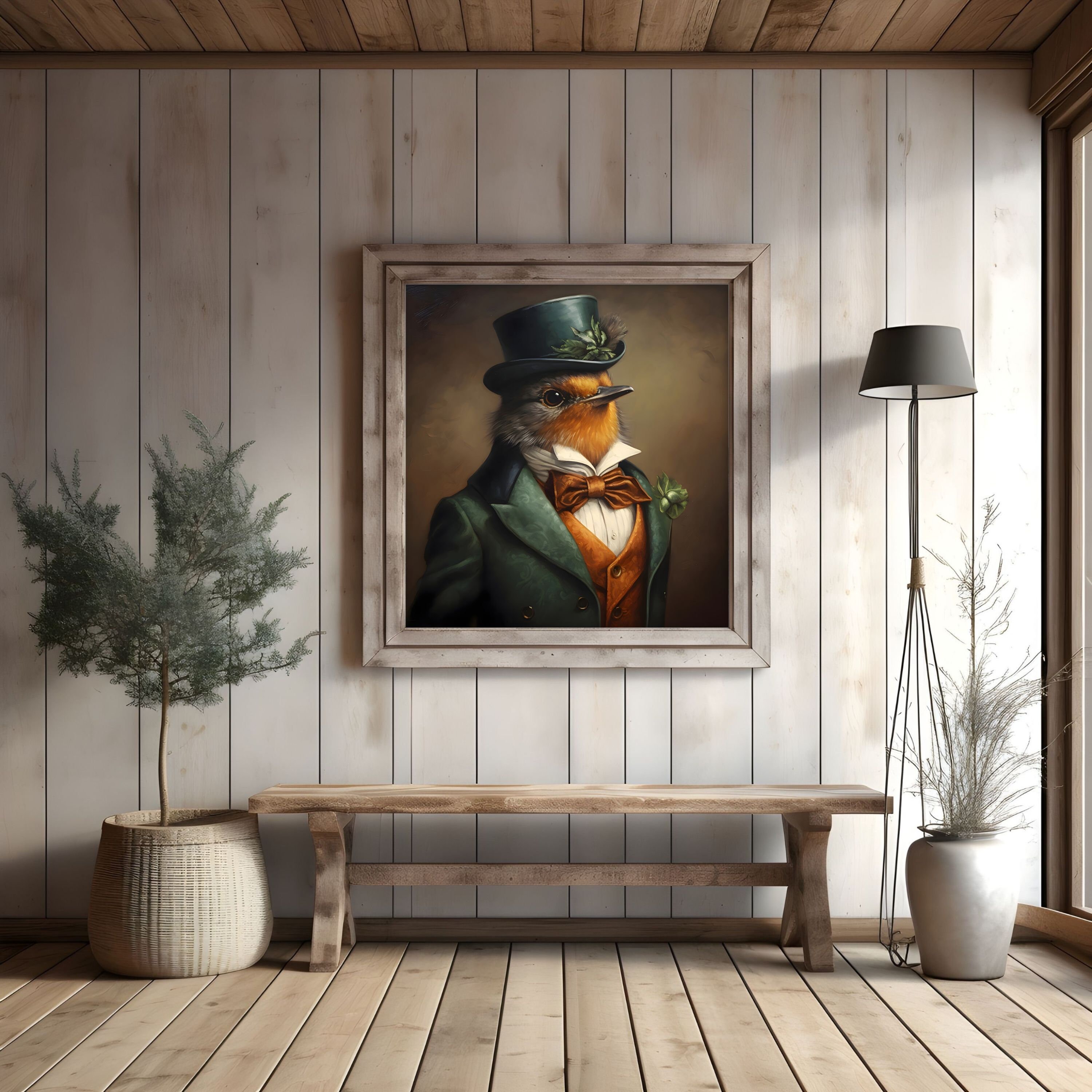 Robin Wall Art, Printable Robin Art Print, Dapper Robin Artwork, Fancy ...