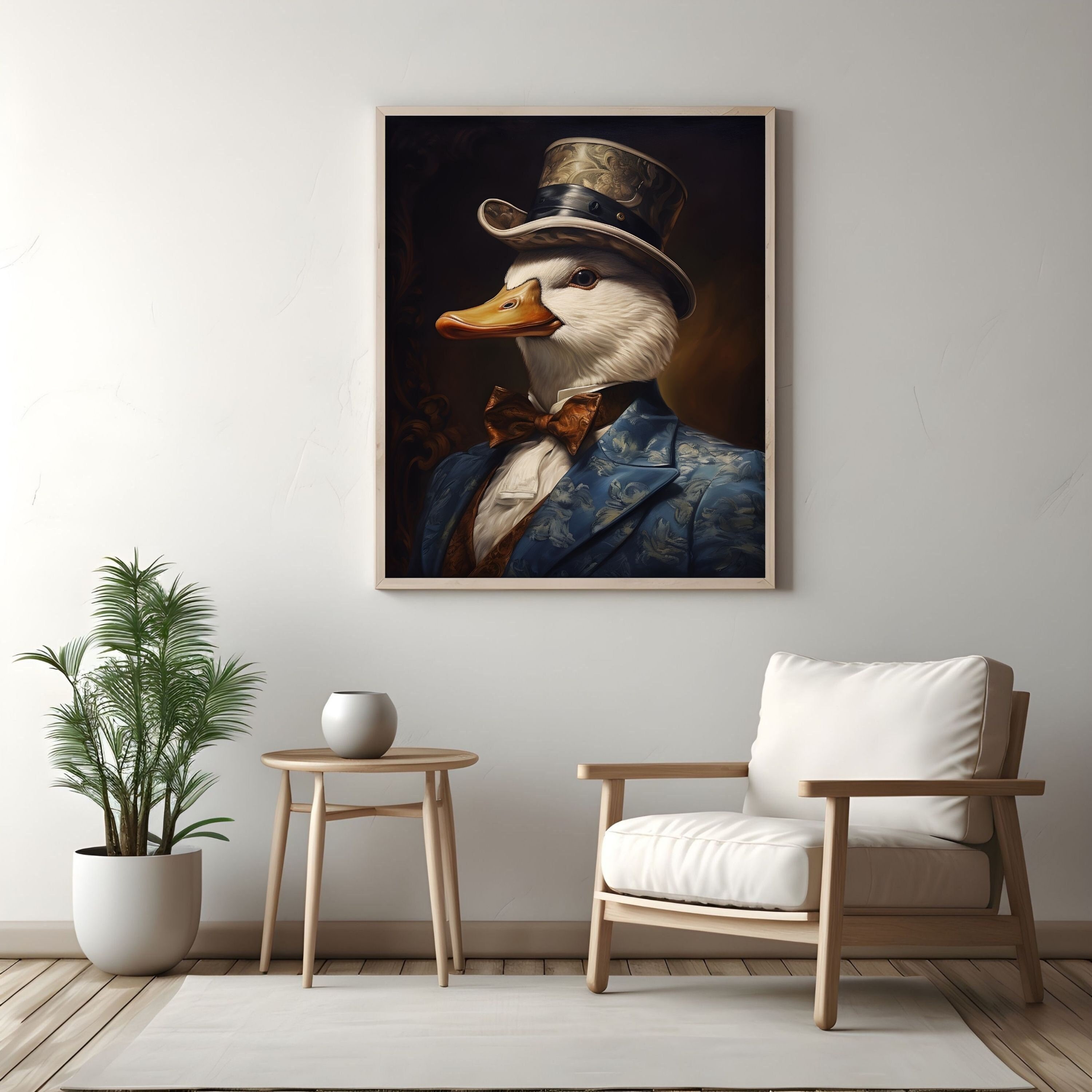 Dapper Duck Wall Art, Printable Aristocratic White Duck Art Print ...
